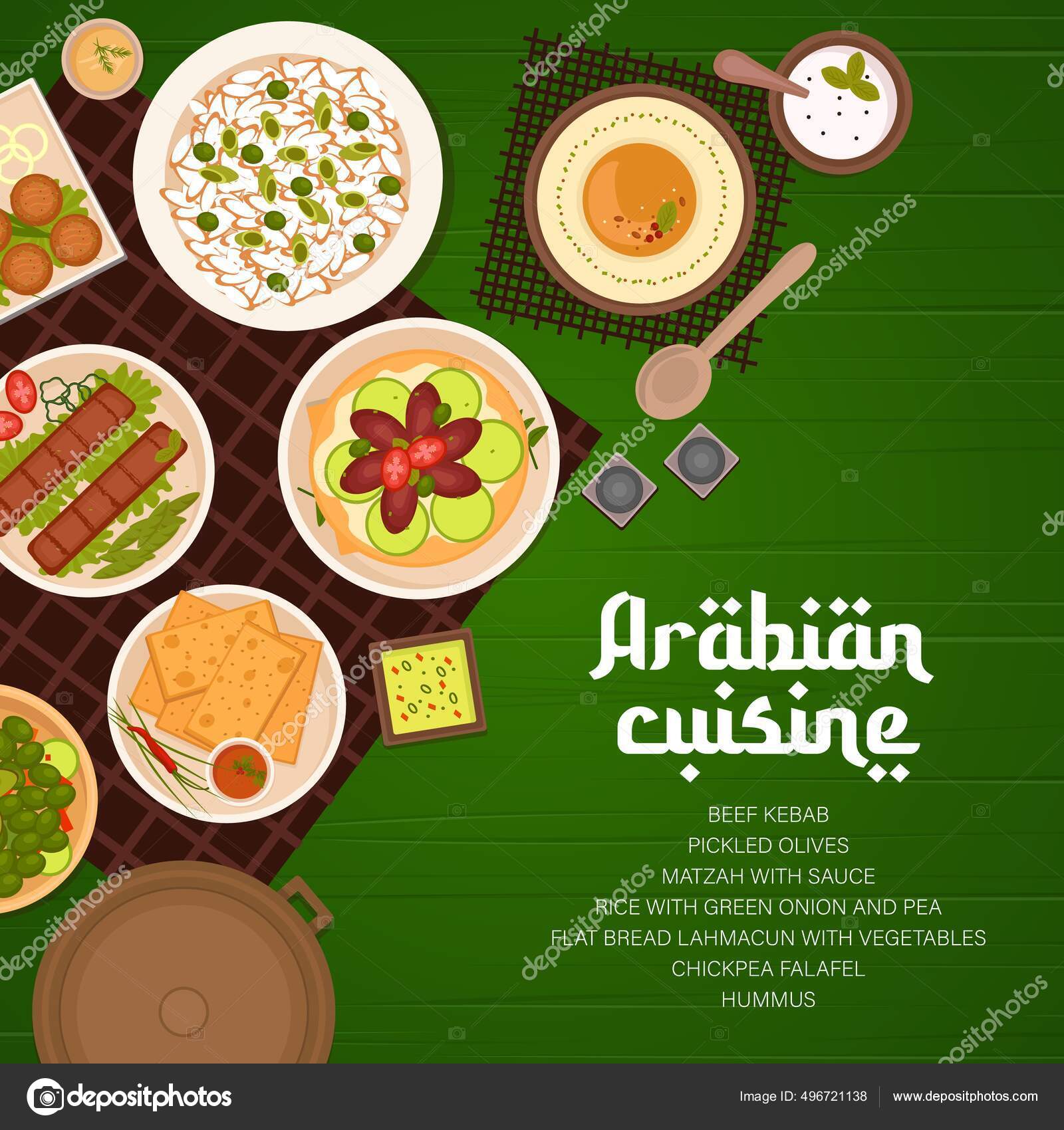 Arabian Food Restaurant Meals Menu Cover Sour Cream Flatbread Lahmacun ...