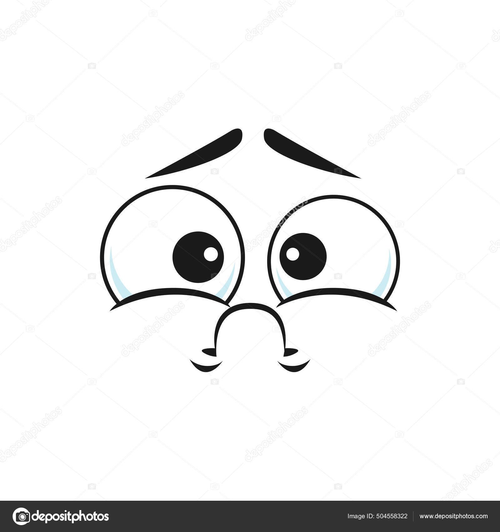Resentful Annoyed Emoticon Curved Smile Big Eyes Isolatednemoji Vector ...