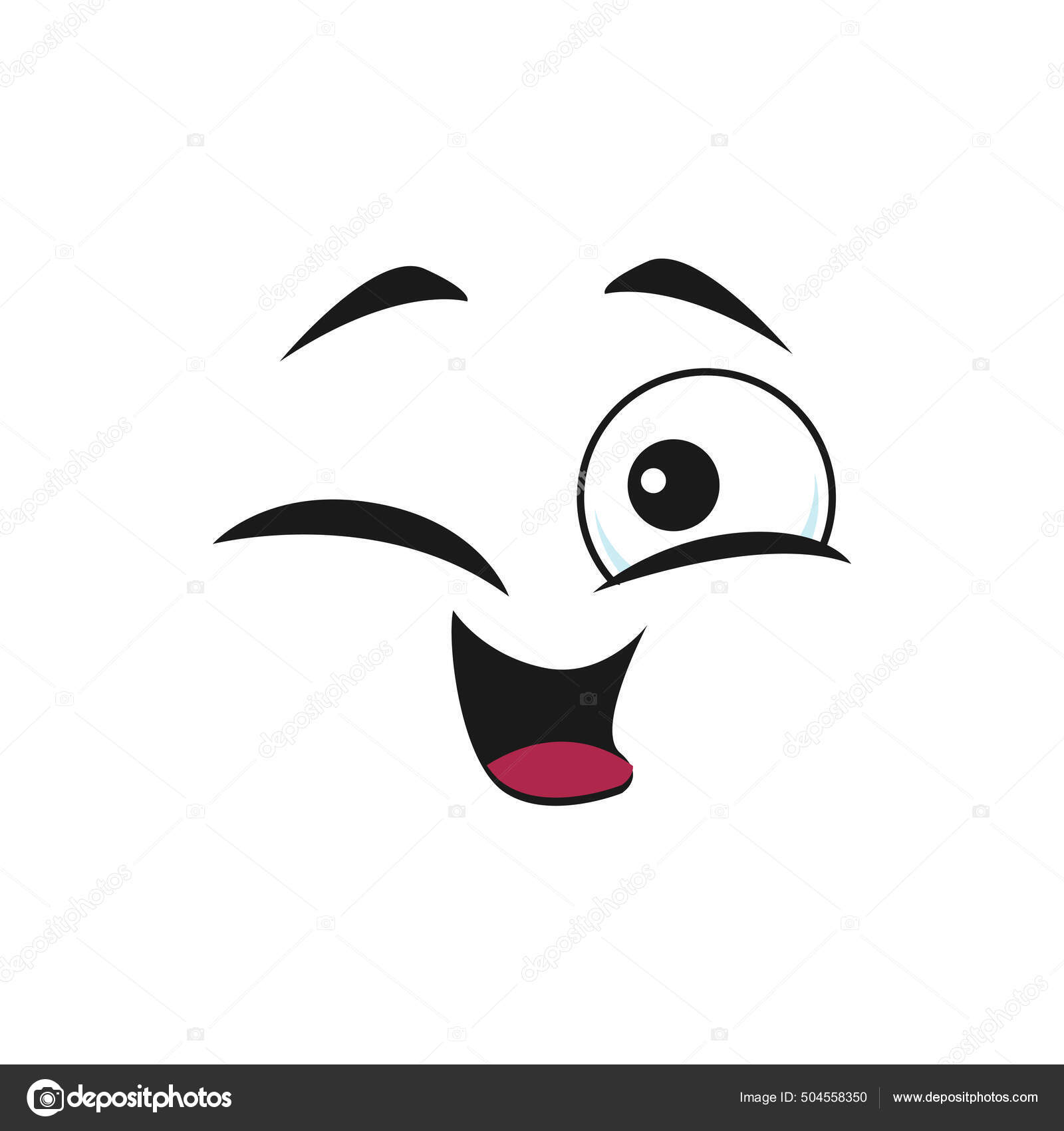 Emoticon Gesto Piscando Piscando Olho Isolado Feliz Emoji Ícone Vector ...