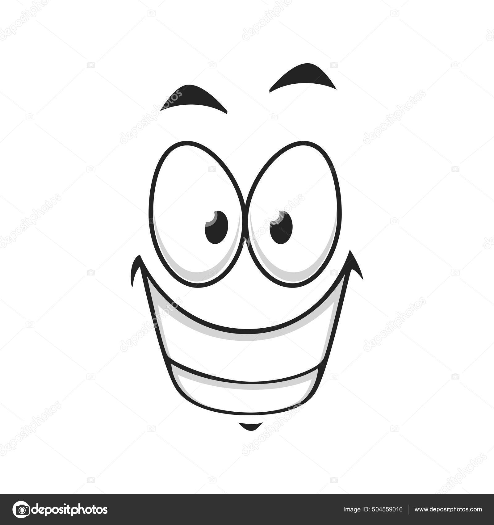 Happy Cartoon Face Isolated Vector Icon Wide Smile Facial Emoji Stock ...