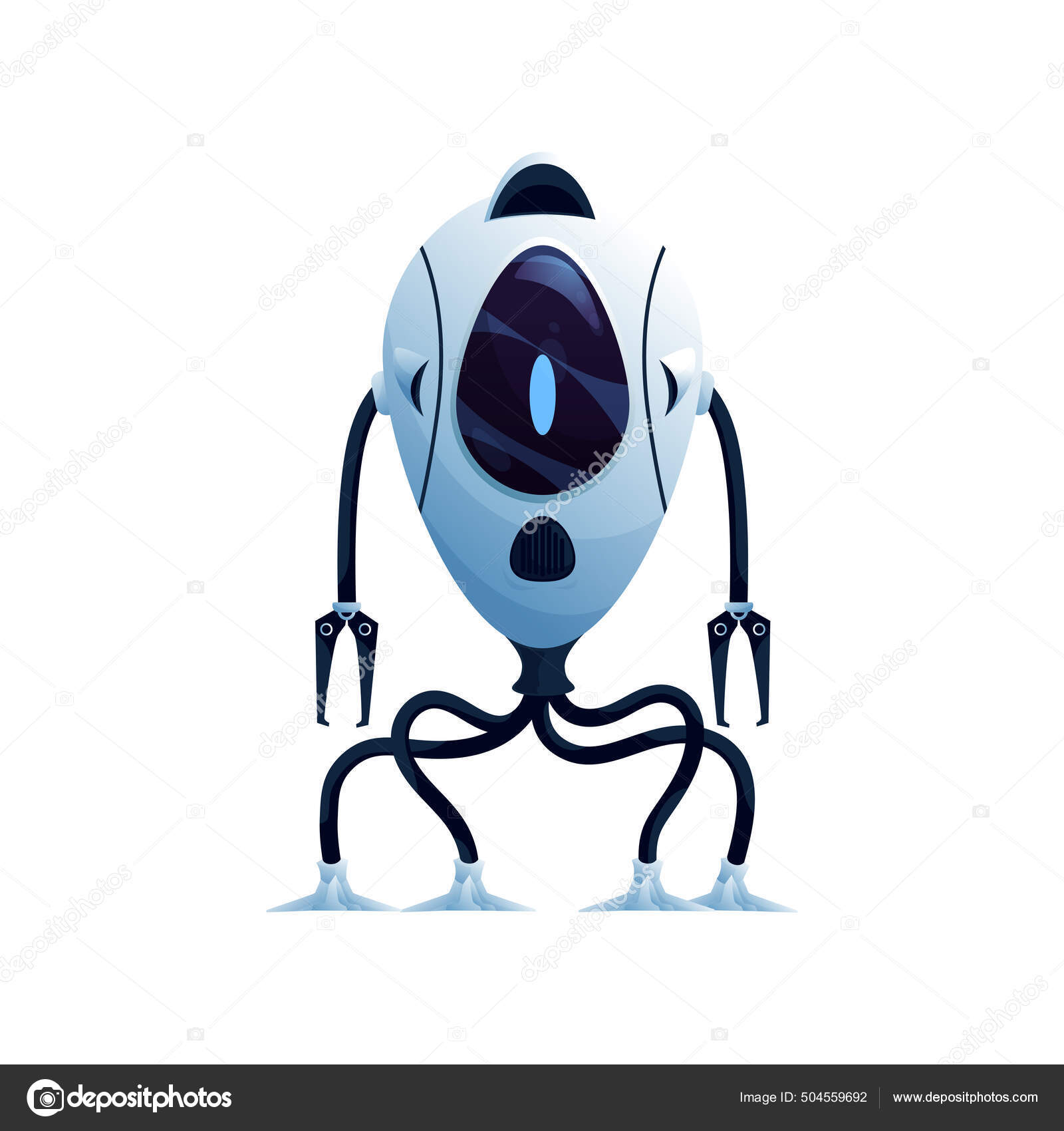 Robot Flexible Legs Arms Grabs Isolated Standing Cyber Space Android ...