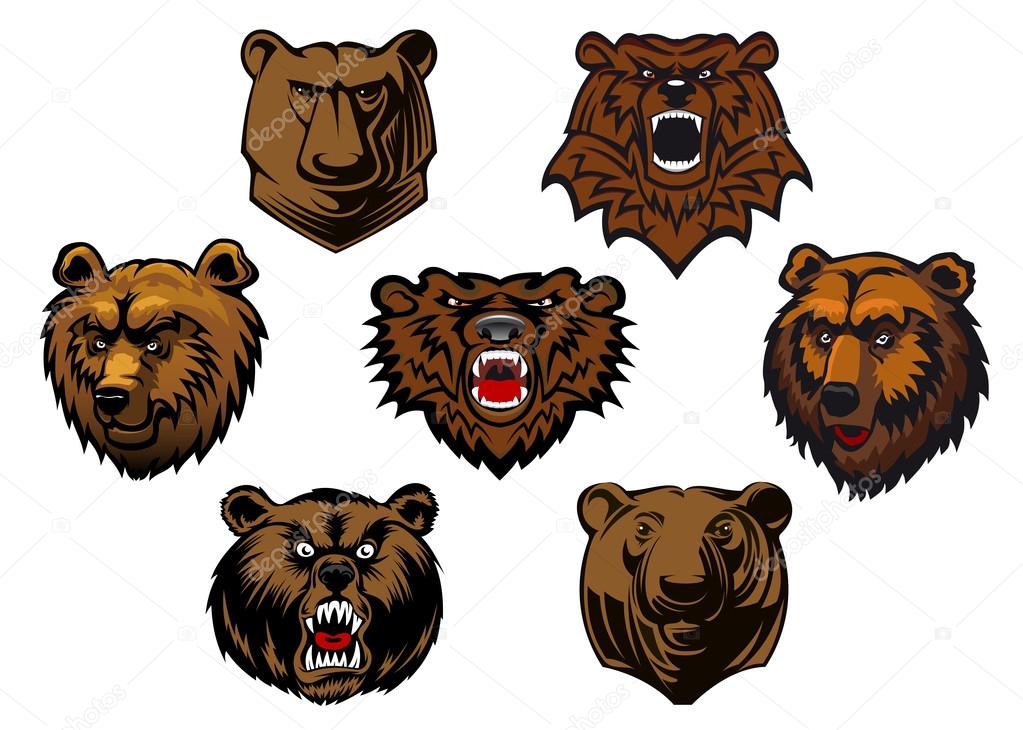 Different brown bear heads Stock Vector Image by ©Seamartini #55923001