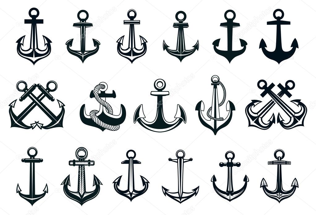 Heraldic set of ships anchor icons — Stock Vector © Seamartini #57651383