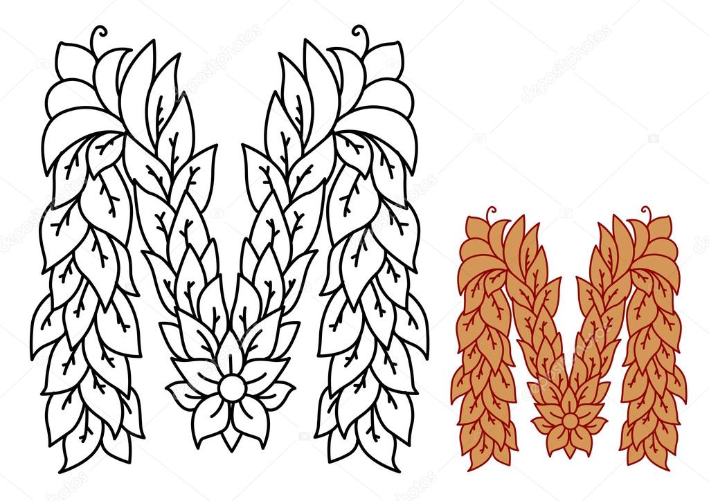 Capital letter M in an organic leaf design Stock Vector Image by ...