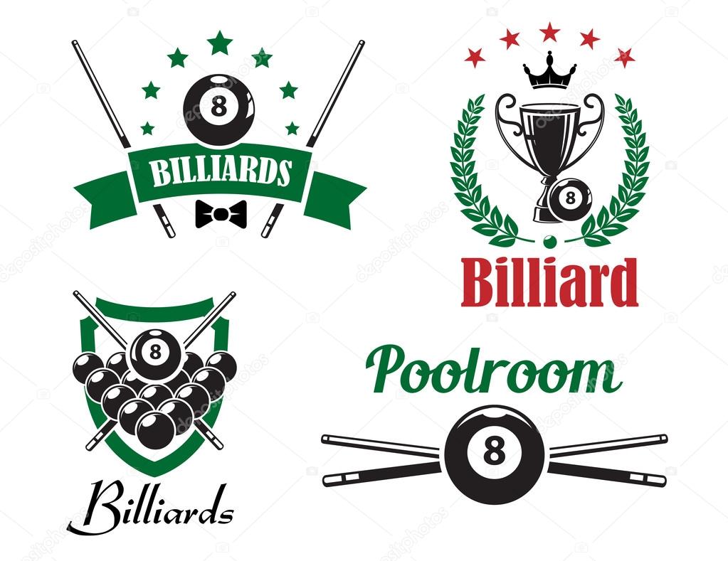 Logotipo y emblemas de billar o sala de billar Vector de stock ...