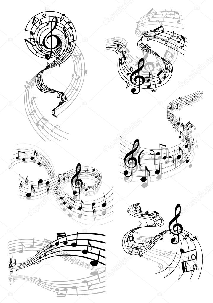 Musical waves with music notes Stock Vector Image by ©Seamartini #64439939