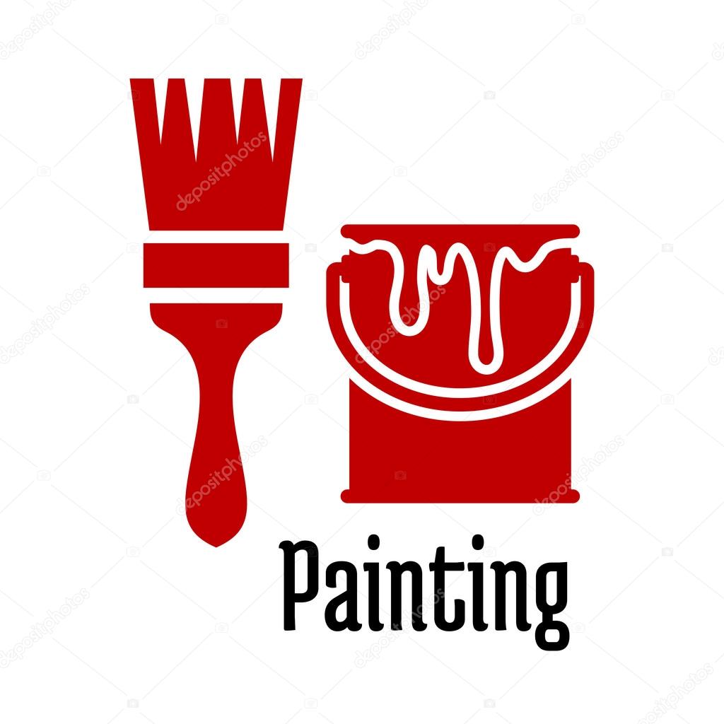 Iconos de pintura con un pincel y una lata de pintura 2024