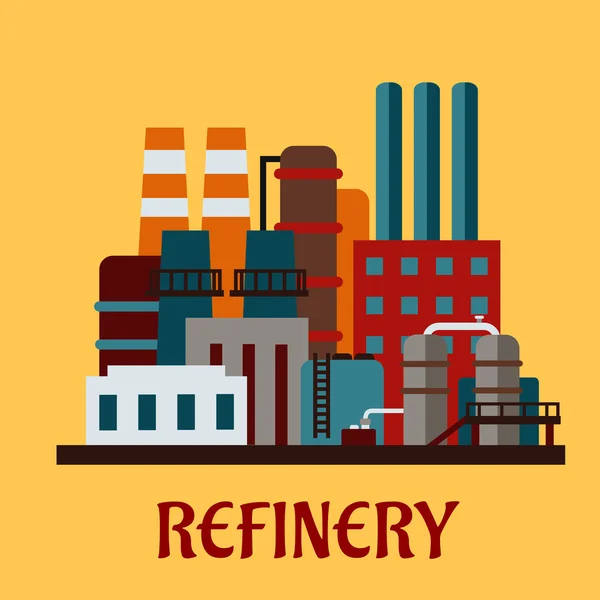 Oil refinery factory in flat style — Stock Vector © Seamartini #64440299