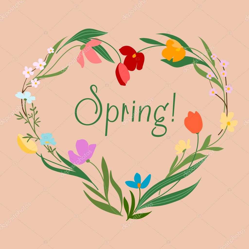 Spring floral heart with colorful flowers Stock Vector Image by ...