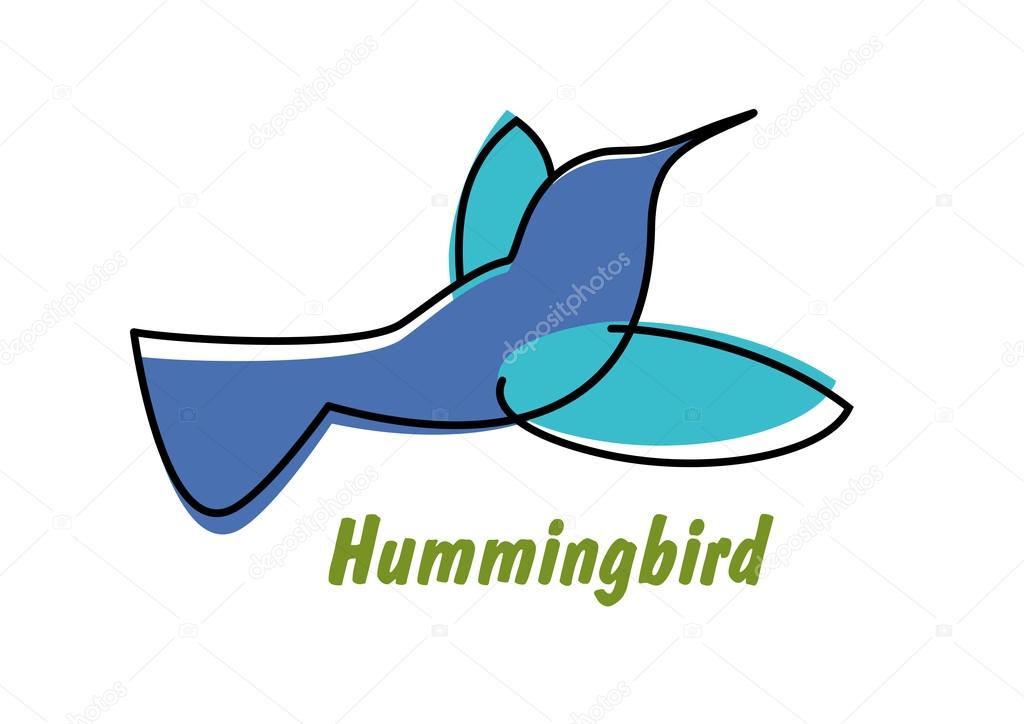 Contoured blue hummingbird in flight logo Stock Vector Image by ...