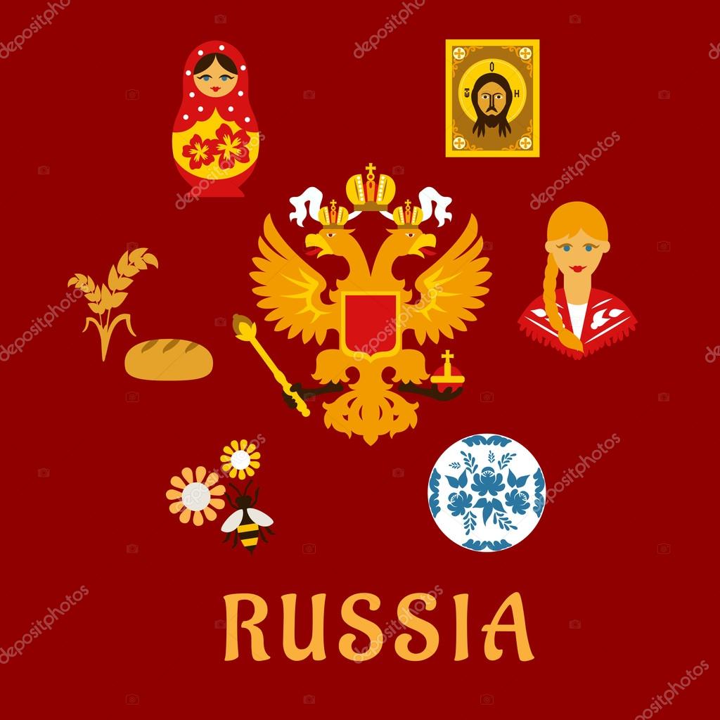 Russian traditional national flat symbols Stock Vector by ©Seamartini ...