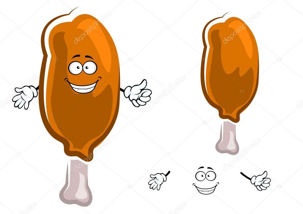 Funny chicken drumstick with happy face and hands Stock Vector Image by ...