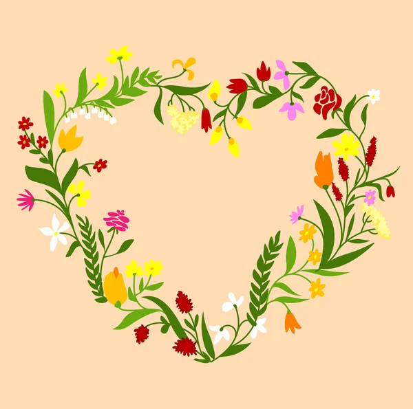 Spring floral heart with colorful flowers Stock Vector Image by ...