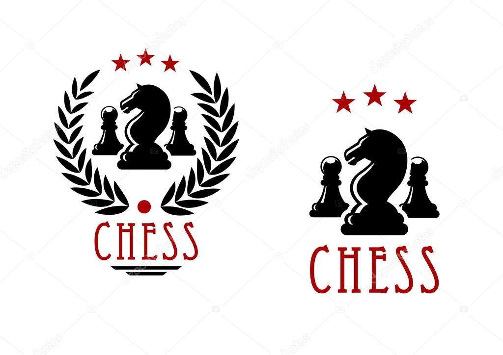 Chess tournament emblems with knights and pawns Stock Vector Image by ...