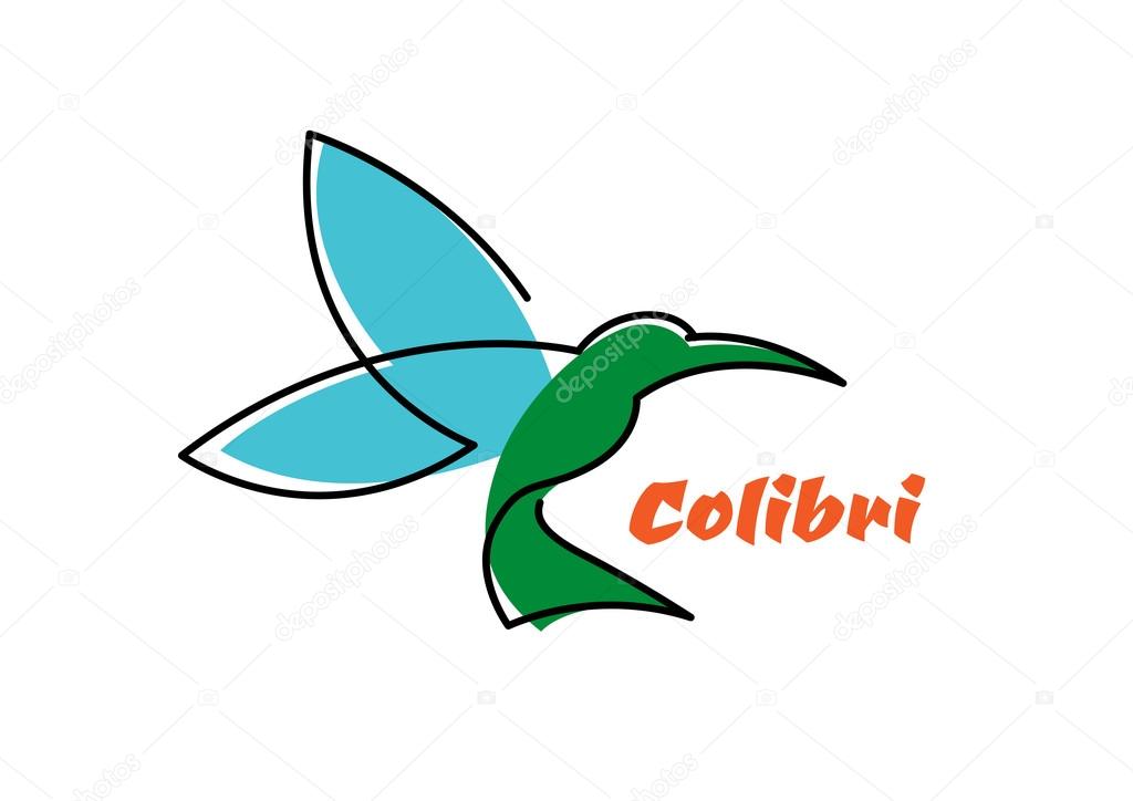 Flying hummingbird abstract outline symbol Stock Illustration by ...