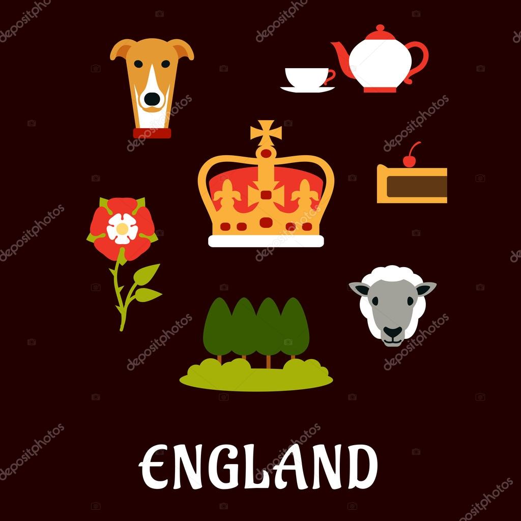 England traditional symbols flat icons Stock Vector Image by ...