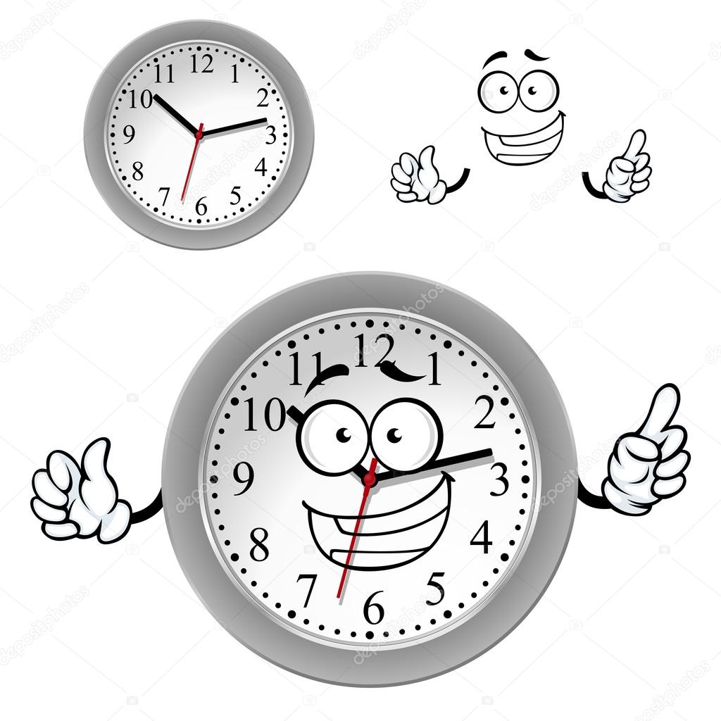 Cartoon gray office wall clock character Stock Vector Image by ...
