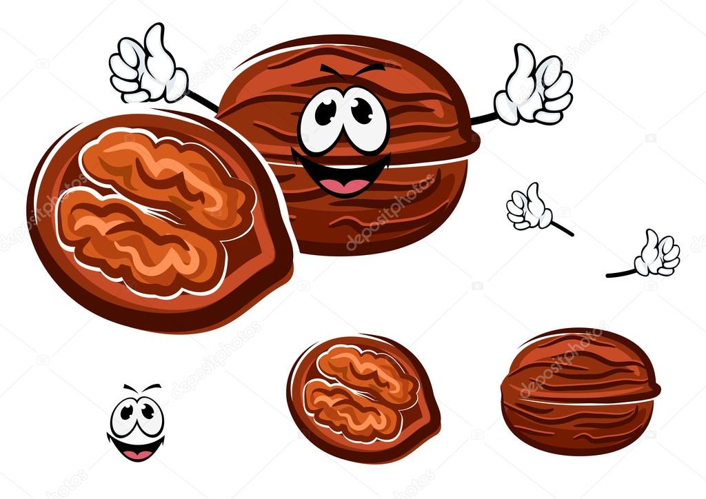 Happy brown cartoon walnut character Stock Vector Image by ©Seamartini ...