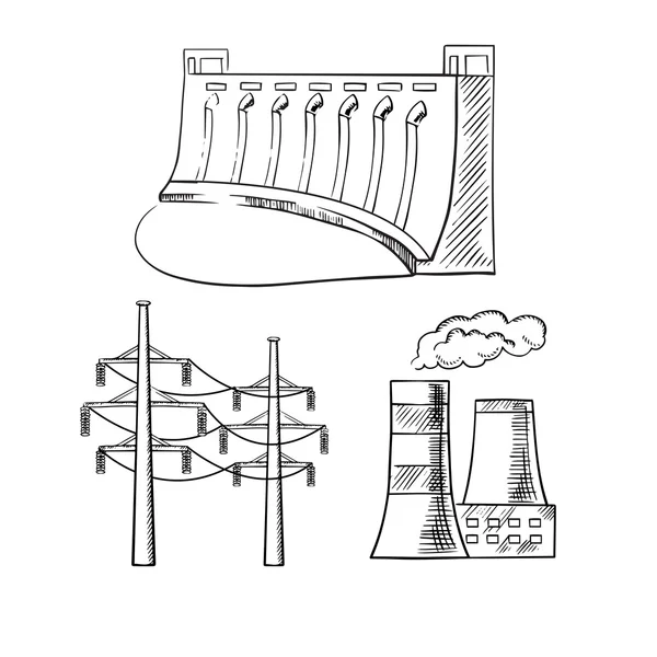 Electricity towers sketch Vector Art Stock Images | Depositphotos