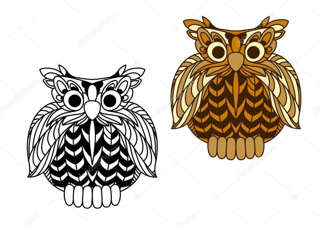 Cartoon alte kluge Uhu-Figur Stock-Vektorbild von ©Seamartini 88609758