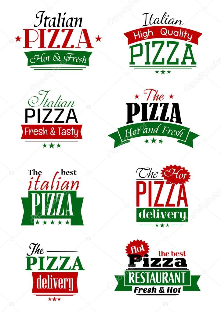 Italian pizza colorful labels and signs Stock Vector Image by ...