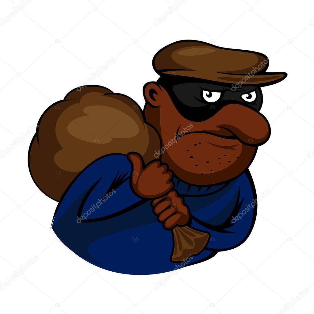 Cartoon Robbers Cartoon Thief Or Burglar Character With Bag