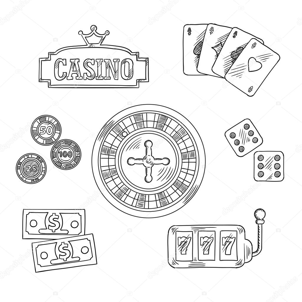 Casino and gambling sketched symbols Stock Vector Image by ©Seamartini ...