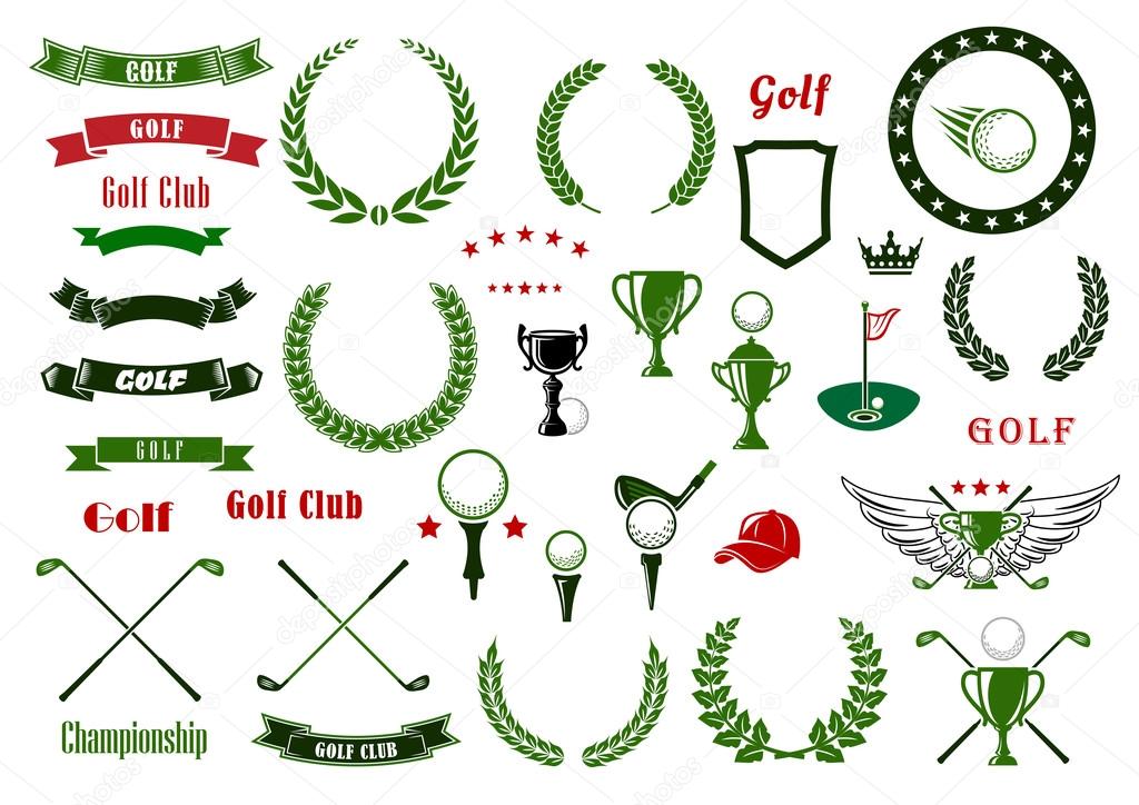 Golf and golfing sport elements or items Stock Vector by ©Seamartini ...
