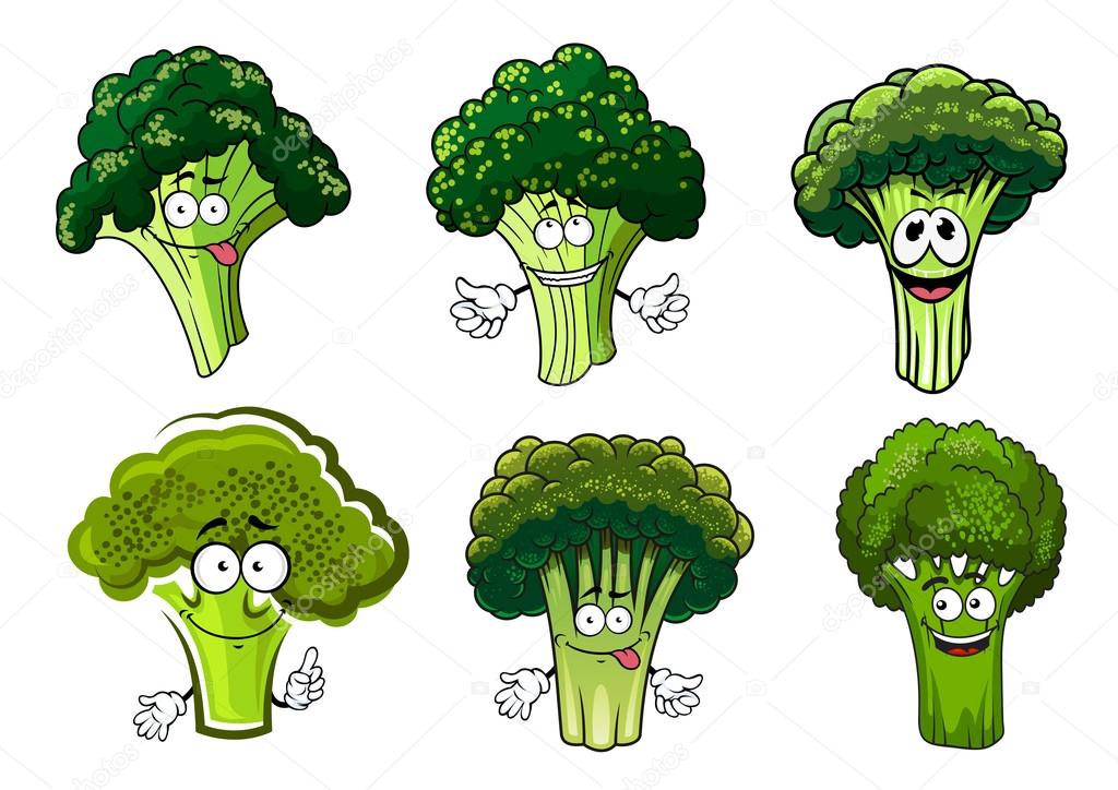Green broccoli vegetables cartoon characters Stock Vector Image by ...