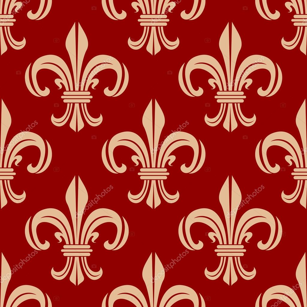 Red vector royal fleur-de-lis seamless pattern — Stock Vector ...
