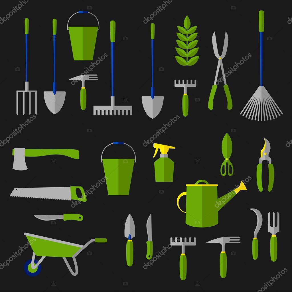 Agriculture and gardening tools flat icons Stock Vector Image by ...