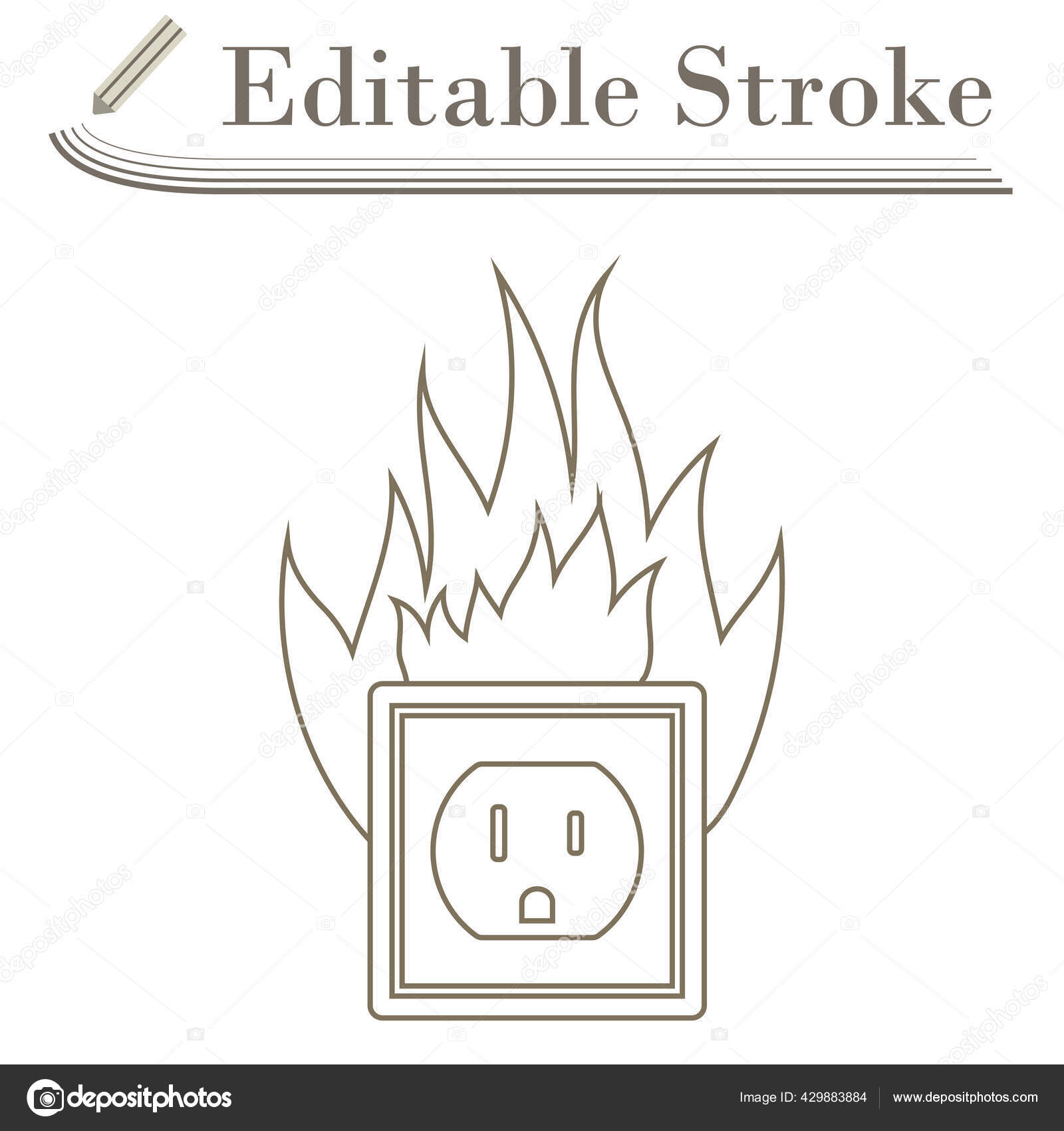 Electric Outlet Fire Icon Editable Stroke Simple Design Vector ...