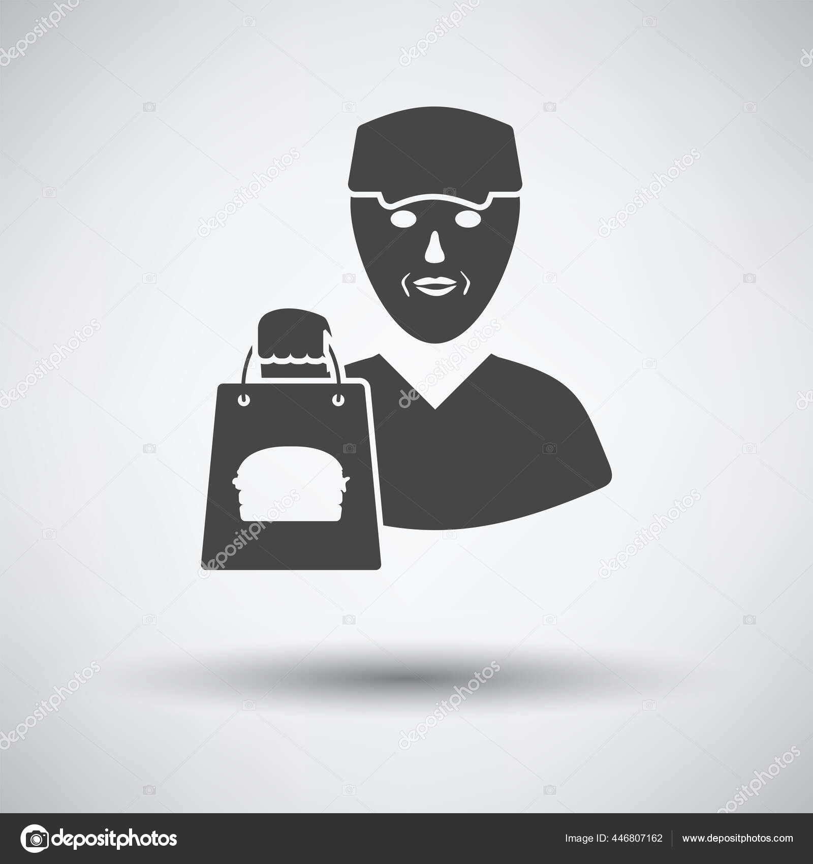 Food Delivery Icon Dark Gray Gray Background Shadow Vector Illustration ...