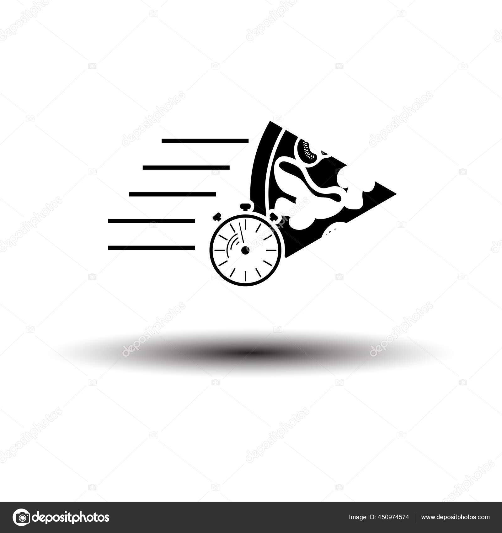 Icono Entrega Pizza Negro Sobre Fondo Blanco Con Sombra Ilustración ...