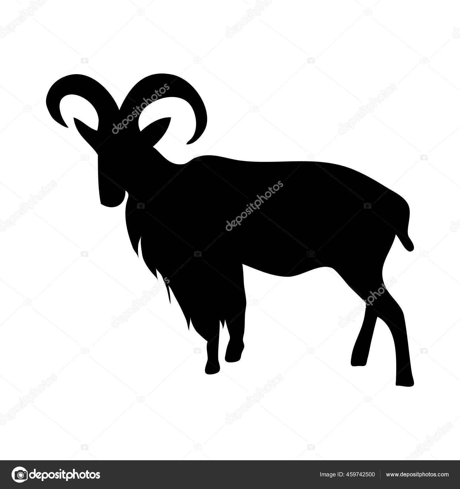 Maned Ram Silhouette Smooth Clean Lines High Detailed Maned Ram Stock ...