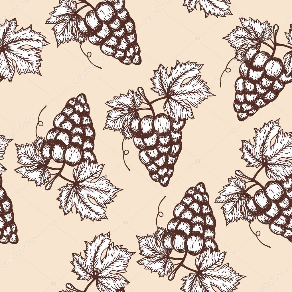 Patr n de costuras de uva. Boceto dibujado a mano. Dise o retro vintage. Ilustraci n vectorial. 2024