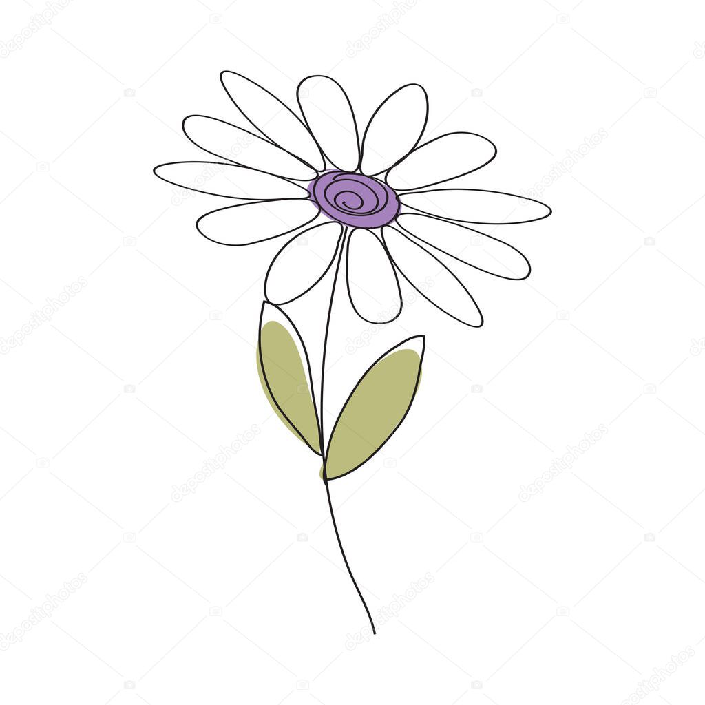 Flor de bosquejo Doodle con relleno de color. Diseño sencillo adecuado ...