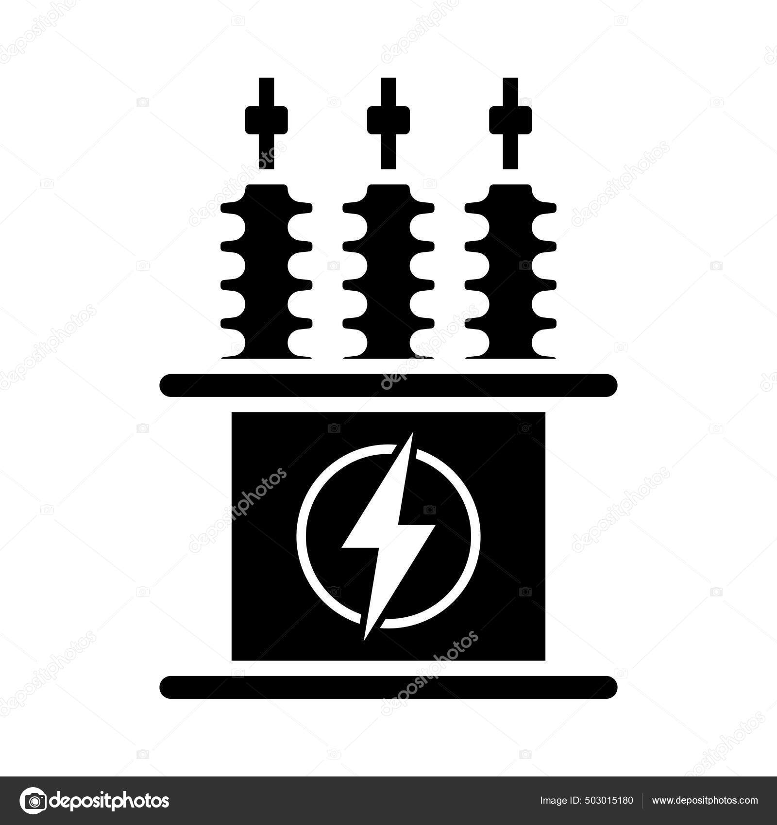 Electric Transformer Icon Black Stencil Design Vector Illustration ...