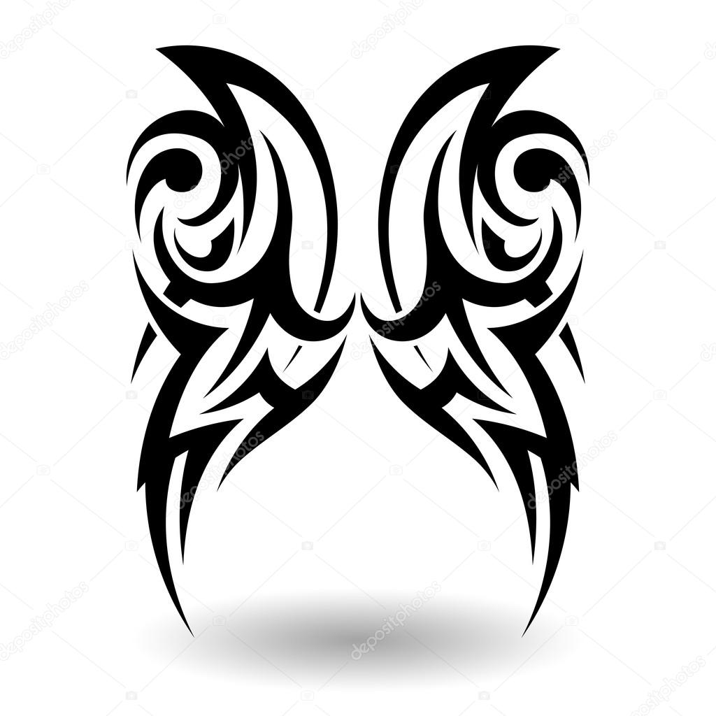 Tribal Back Wing Tattoos