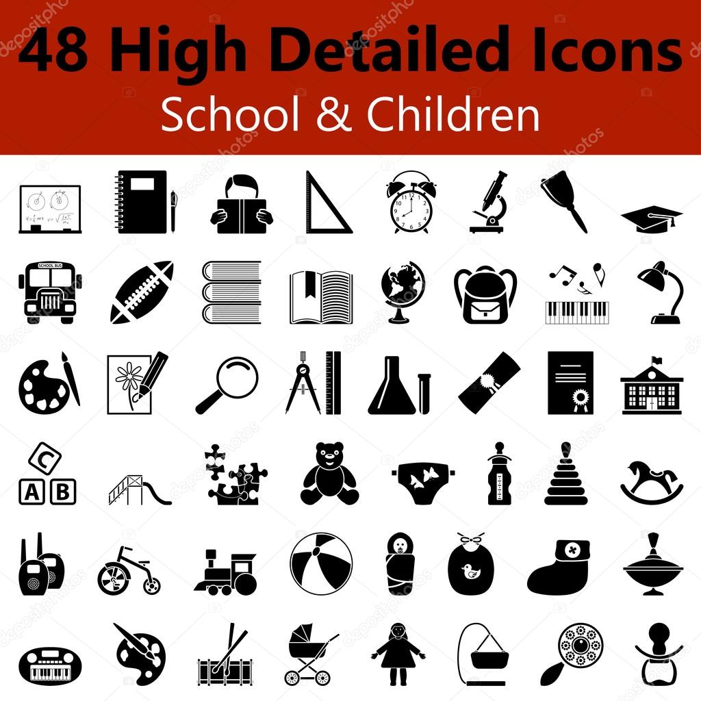 School and Children Smooth Icons ⬇ Vector Image by © angelp | Vector ...