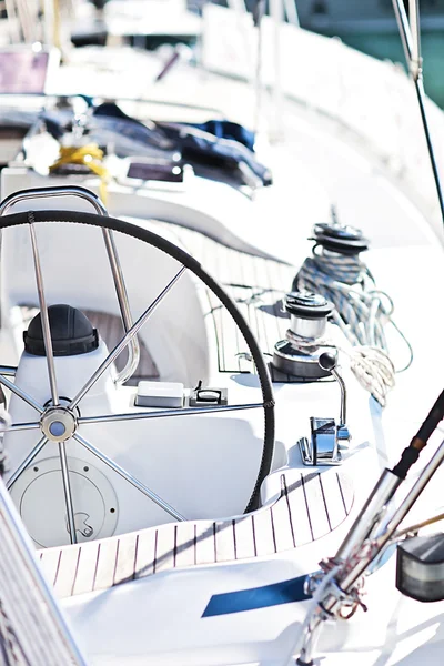 A modern sailing yacht steering wheels - Stock Image - Everypixel