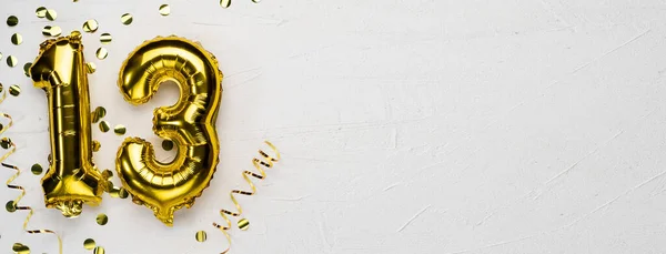 Foil Balloon Number Digit Nineteen Birthday Greeting Card Golden Balloons — Stock Photo ...