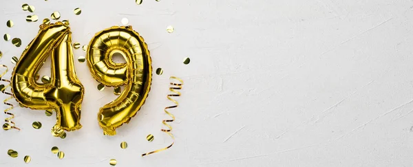 Foil Balloon Number Digit Nineteen Birthday Greeting Card Golden Balloons — Stock Photo ...