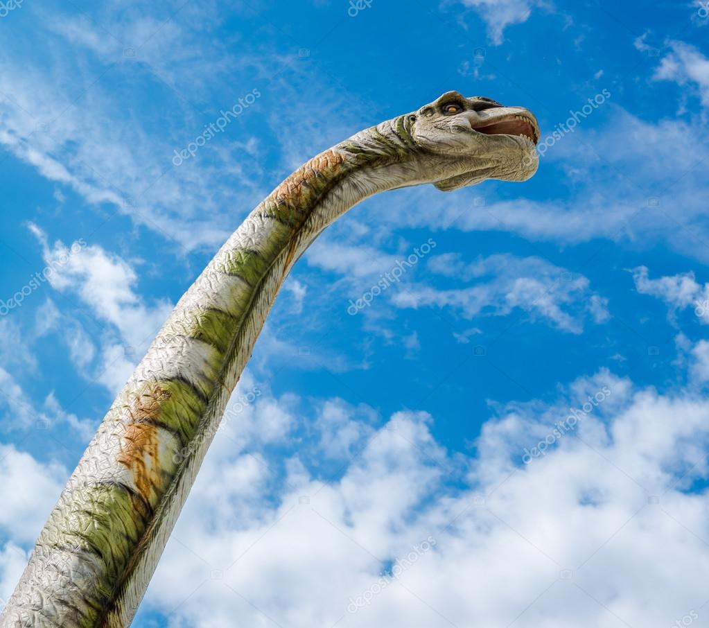 Brachiosaurus against blue cloudy background — Stock Photo © amoklv ...