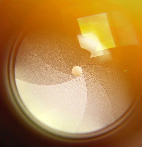 The diaphragm of a camera lens aperture - Selective focus with s Stock ...
