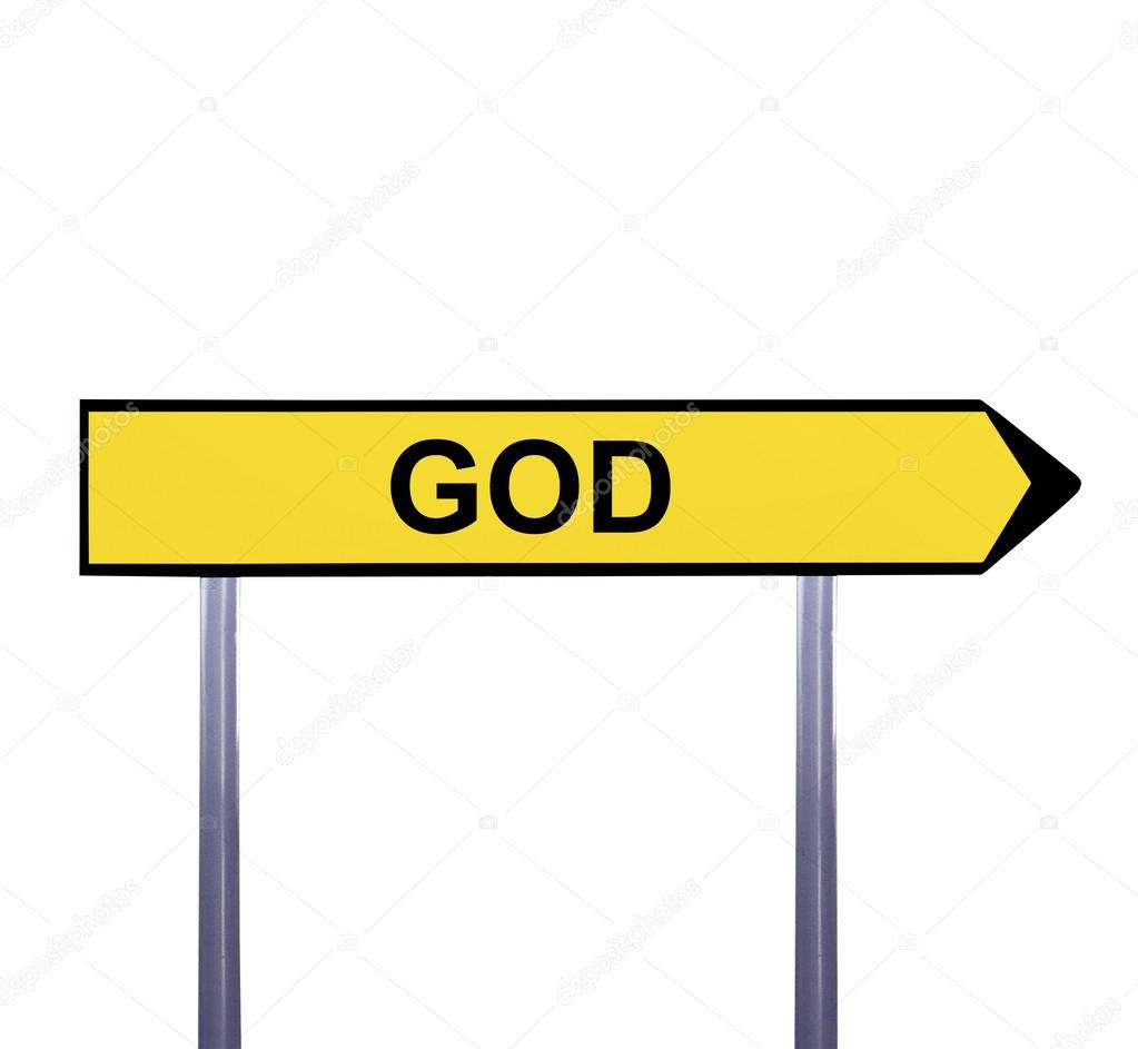 Signo de flecha conceptual aislado en blanco - DIOS — Foto de stock ...