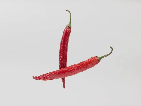 Falling Red Chili Chilli Pepper White Background Stock Photo by ...