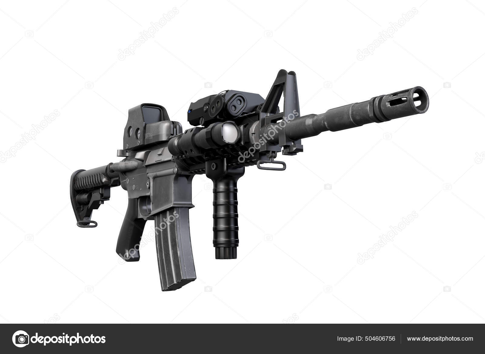 Army Modern Automatic Rifle Isolated White Rendering — Stock Photo ...