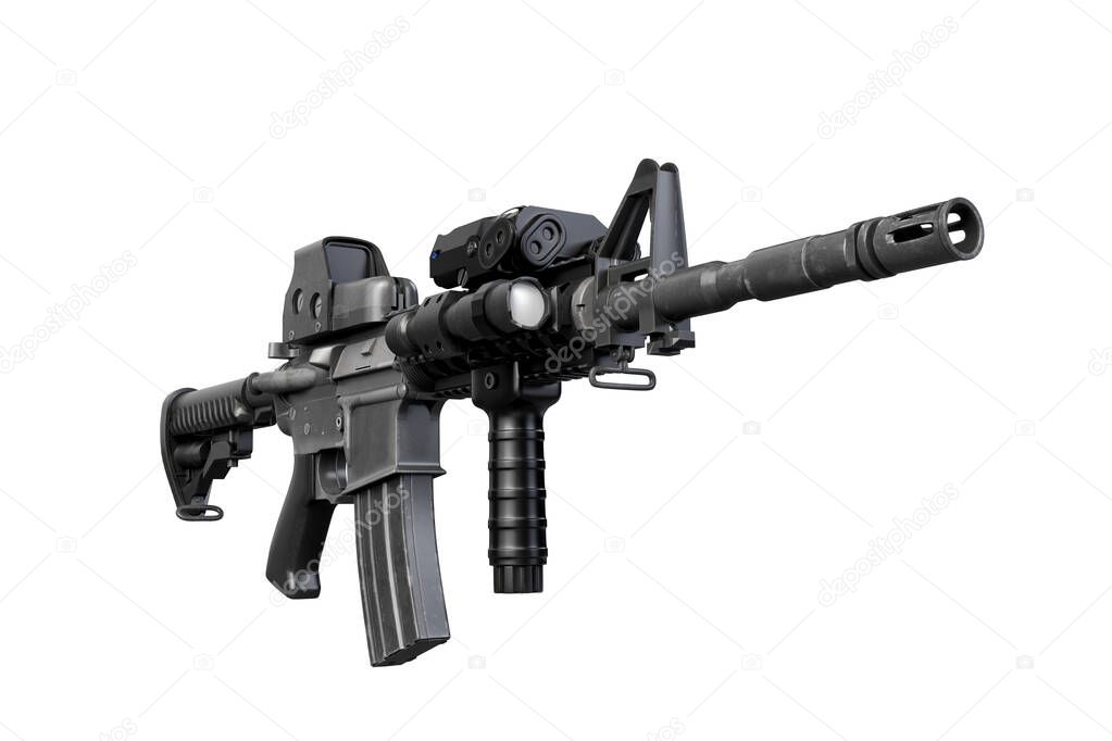Fusil autom tico moderno del Ej rcito de los Estados Unidos aislado en blanco. Renderizado 3D 2024