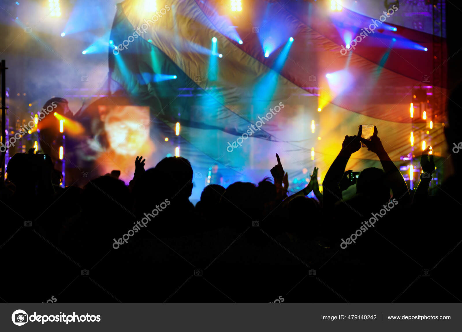 Pride Community Parade Hands Raised Lgbt Flag Symbol Love Tolerance ...